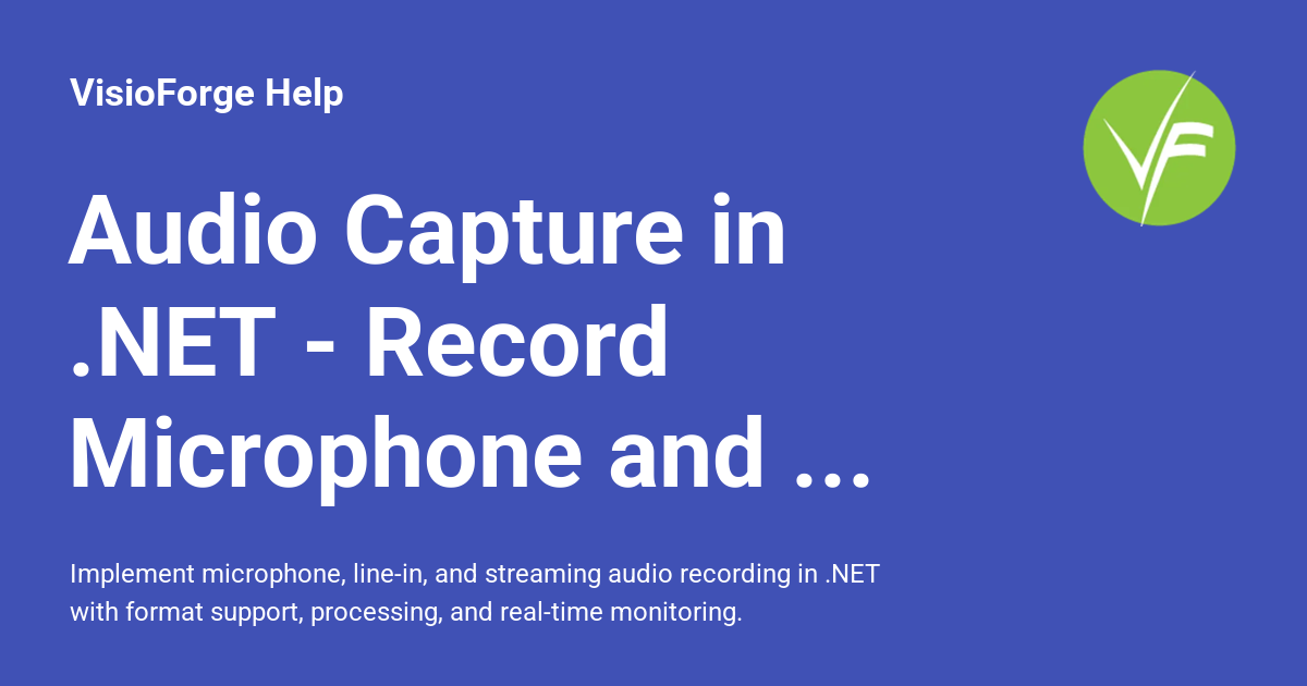 Audio Capture for .NET - Complete Developer Guide - VisioForge Help